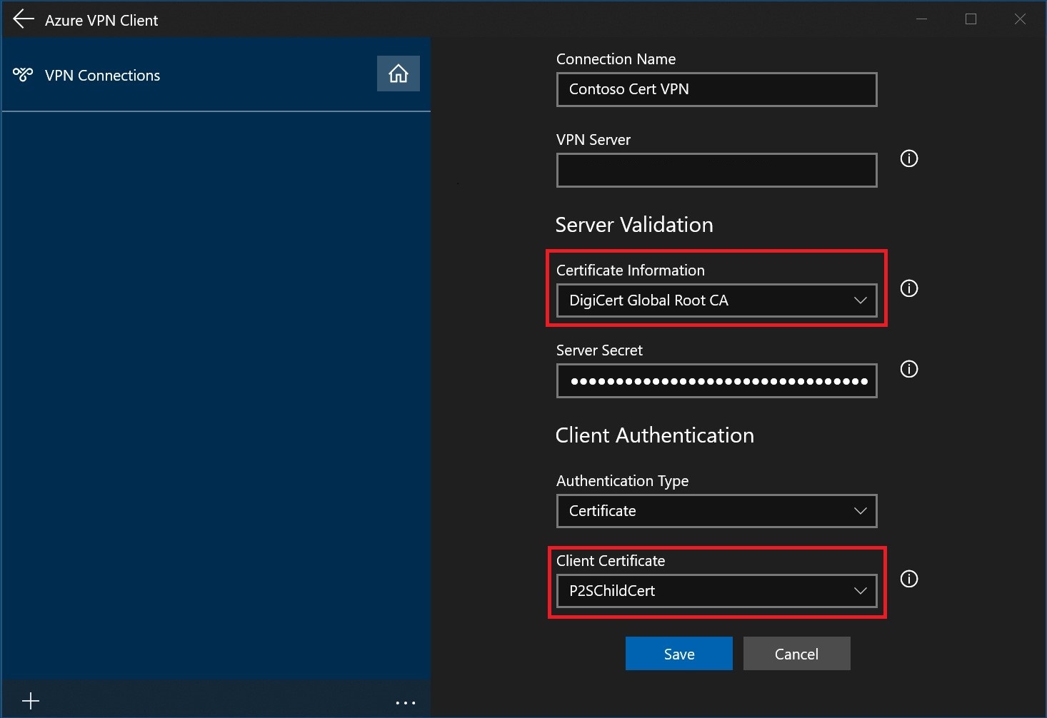 用户 Vpn 客户端配置：证书身份验证 Windows Azure Virtual Wan Azure Docs